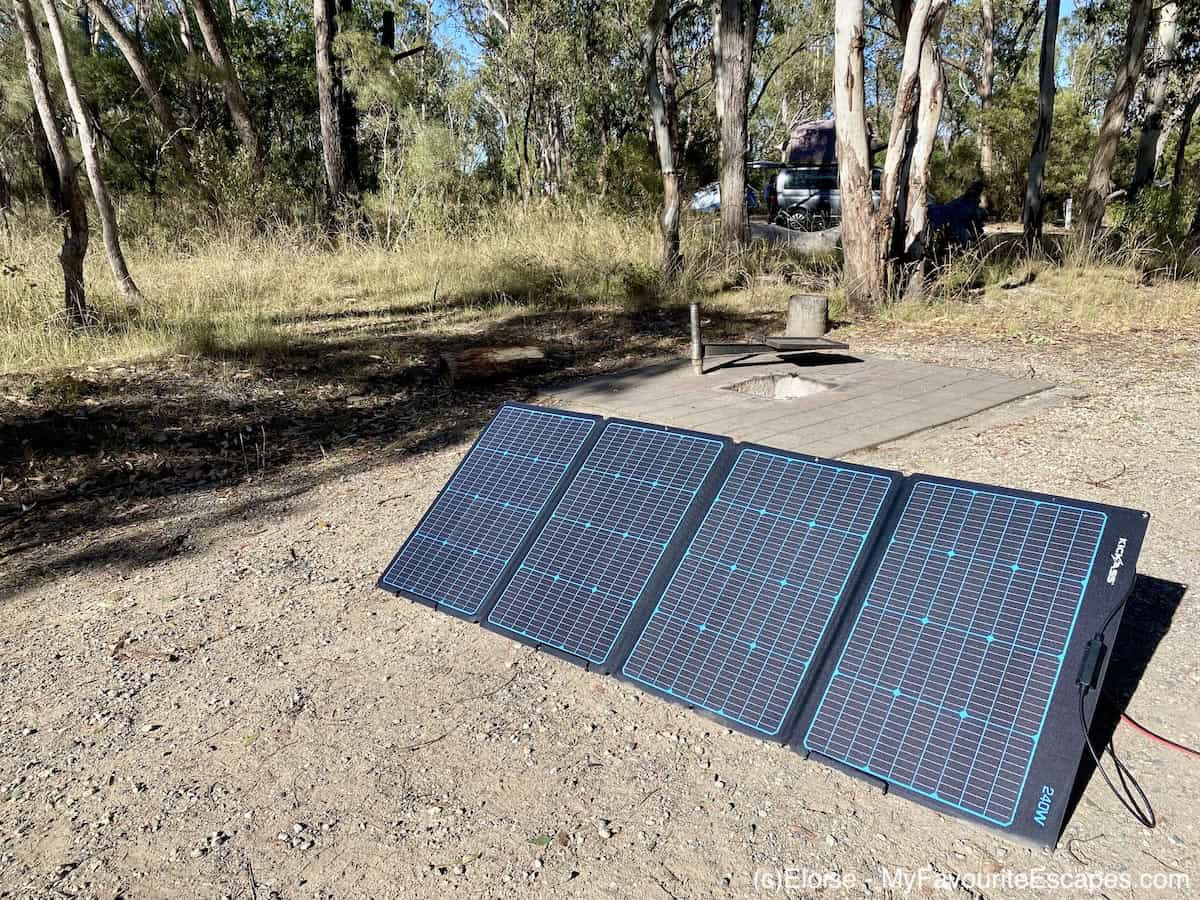 Our solar and battery setup for camping to power our fridge